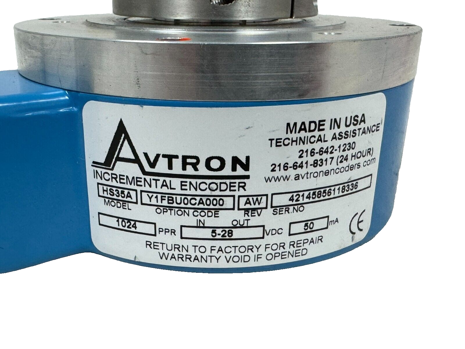 NEW AVTRON HS35A-Y1FBU0CA000 INCRMENTAL ENCODER 1024PPR REV. AW ...