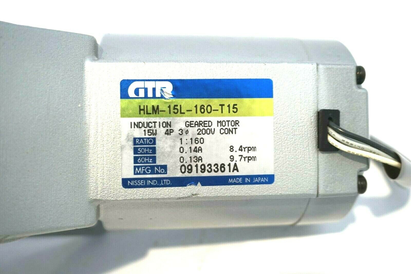 NEW GTR HLM-15L-160-T15 INDUCTION GEARED MOTOR 09193361A HLM15L160T15 ...