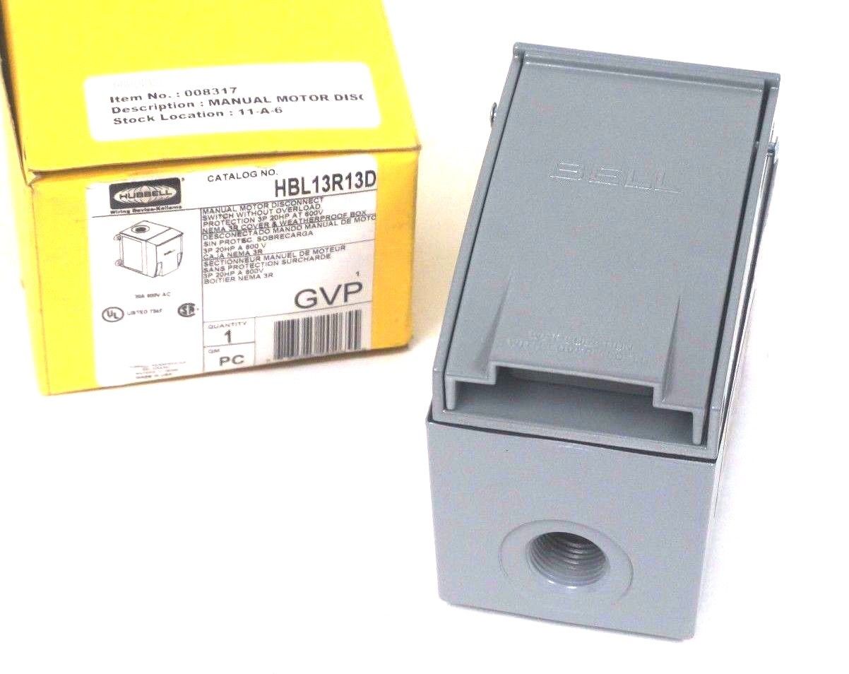 NEW HUBBELL HBL13R13D MOTOR DISCONNECT SWITCH 30A, 600VAC - SB ...