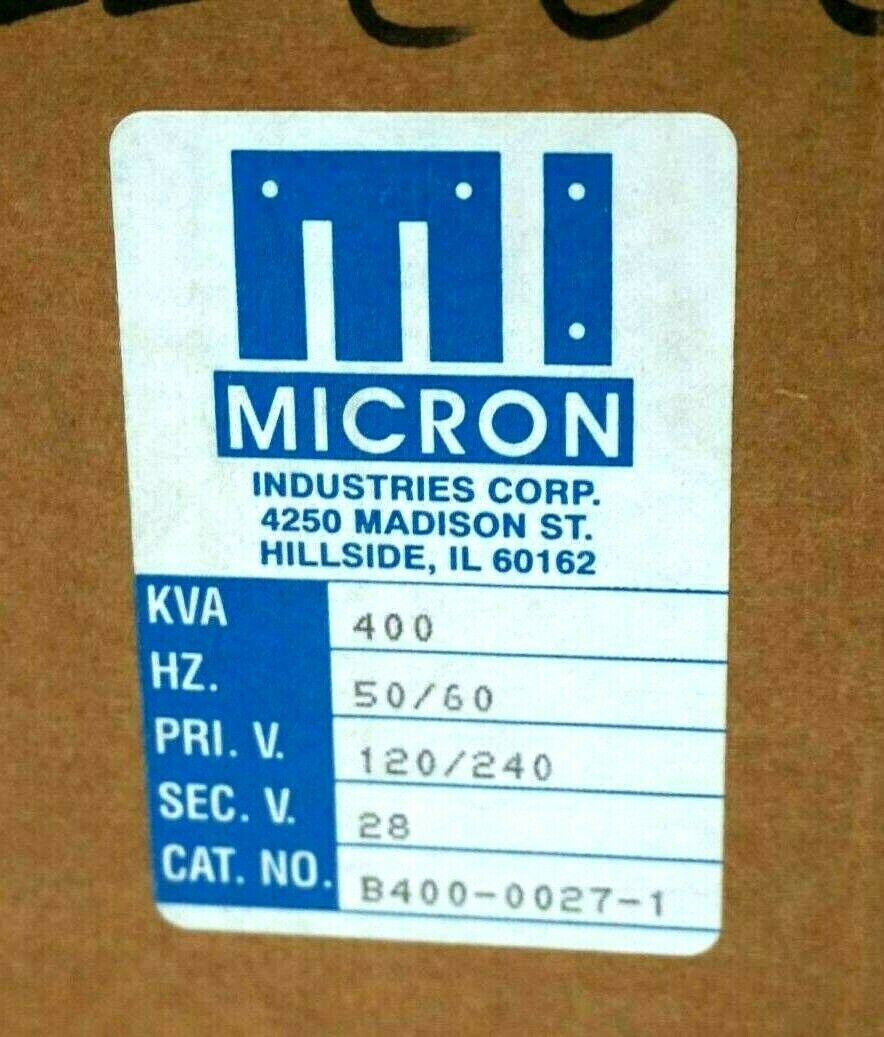 NEW MICRON INDUSTRIES B400-0027-1 TRANSFORMER B40000271 - SB Industrial ...