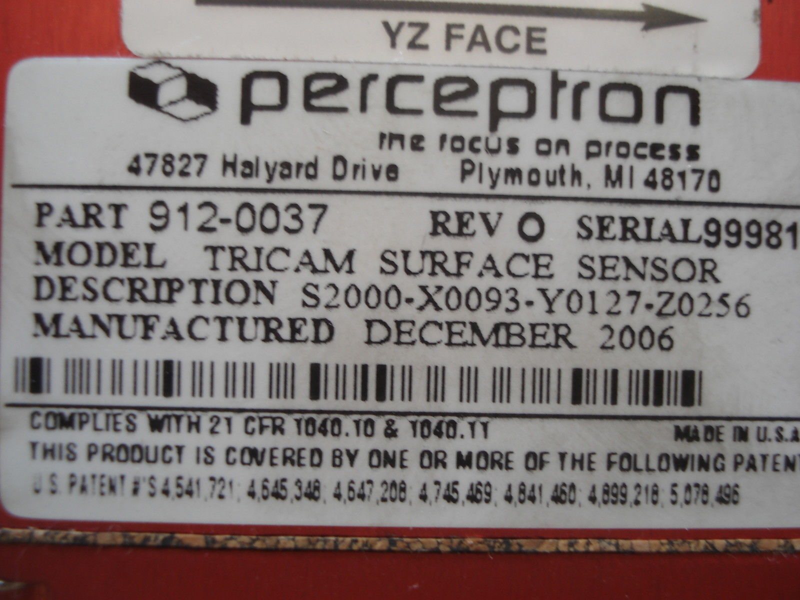 NEW PERCEPTRON 912-0037 TRICAM SURFACE SENSOR 9120037 - SB Industrial ...