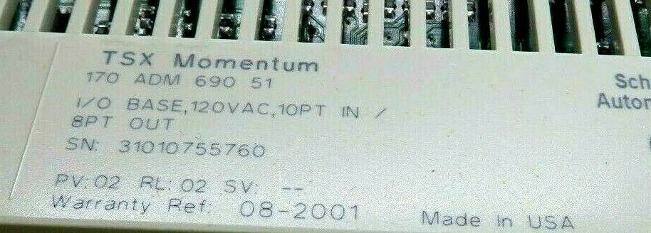 NEW SCHNEIDER ELECTRIC 170ADM69051 I/O BASE MODULE TSX MOMENTUM 120VAC ...