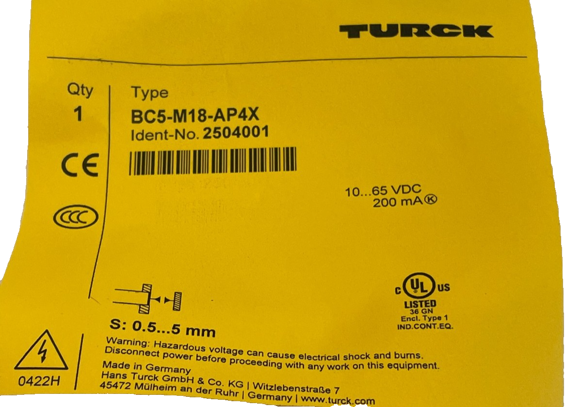NEW TURCK BC5-M18-AP4X PROXIMITY SENSOR 2504001 BC5M18AP4X - SB ...