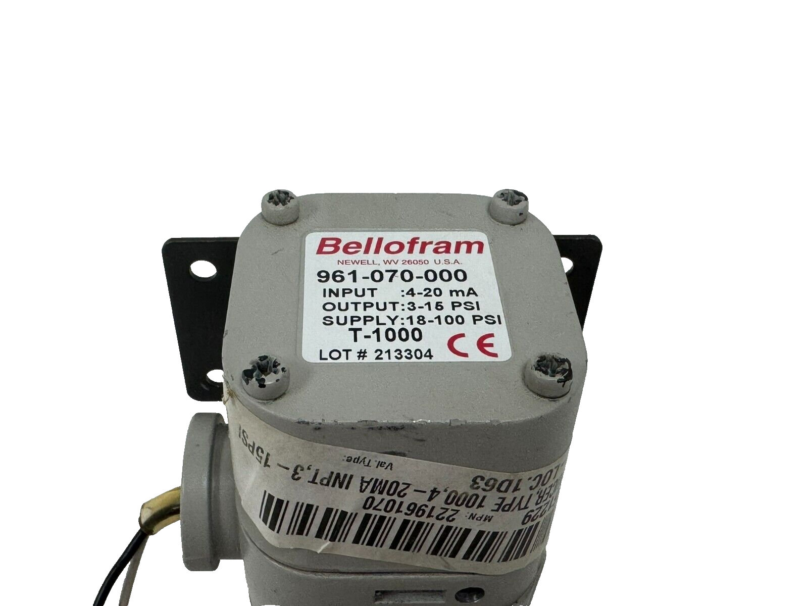 USED BELLOFRAM 961-070-000 PRESSURE TRANSDUCER 4-20mA T-1000 - SB ...
