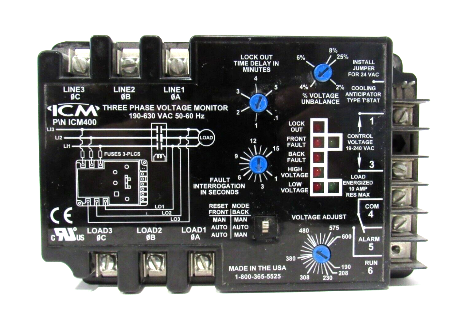 USED ICM CONTROLS ICM400 THREE PHASE VOLTAGE MONITOR - SB Industrial ...