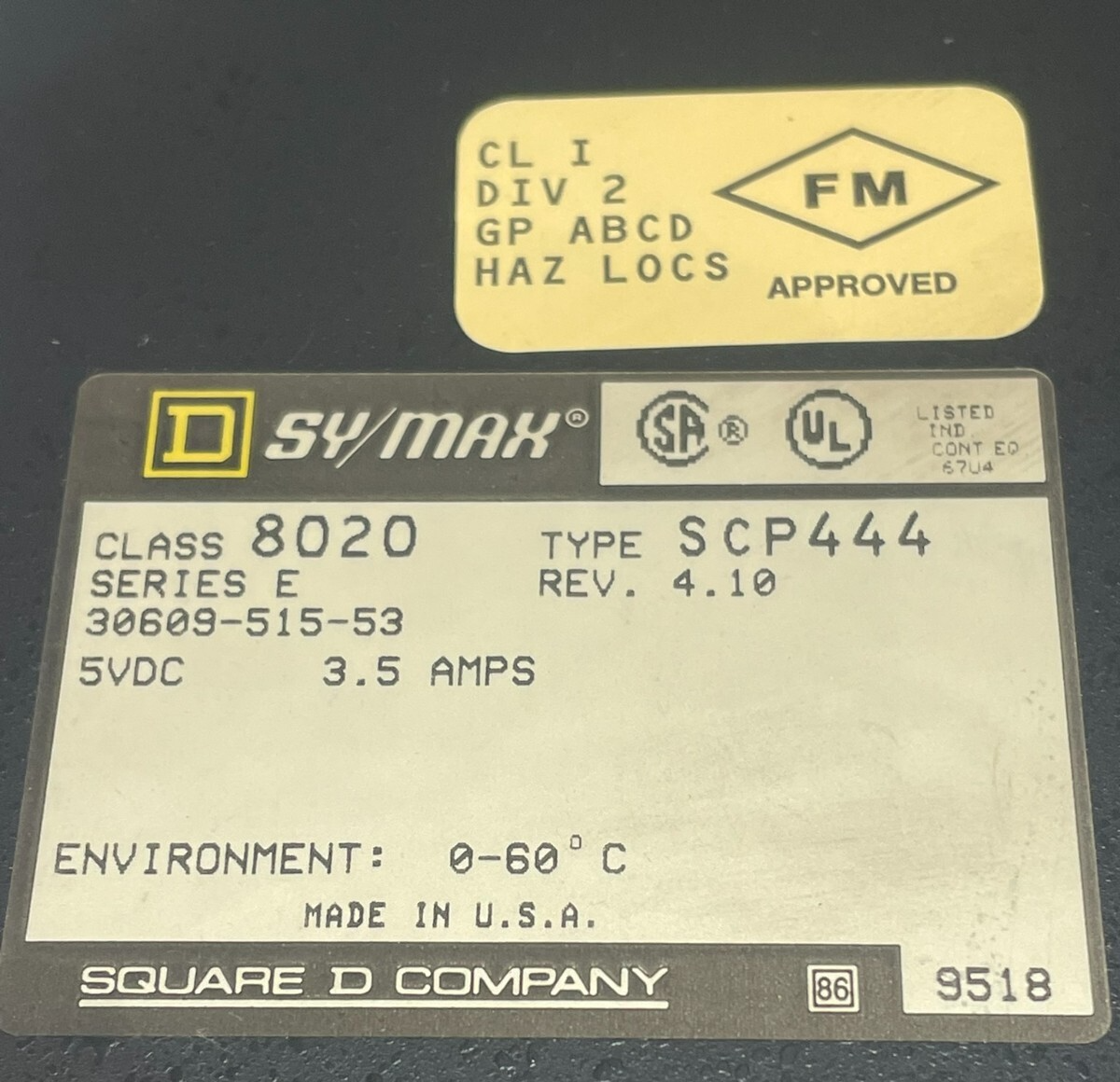 USED SQUARE D SY/MAX 8020-SCP-444 PROCESSOR MODULE 5VDC 3.5AMPS 8020 ...