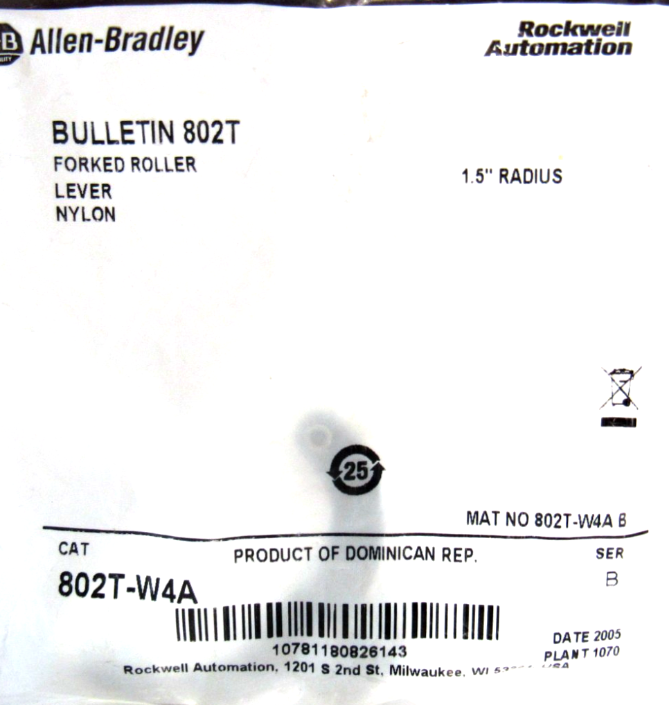 LOT OF 5 ALLEN BRADLEY 802T-W4A FORKED ROLLER LEVER 802TW4A - SB ...