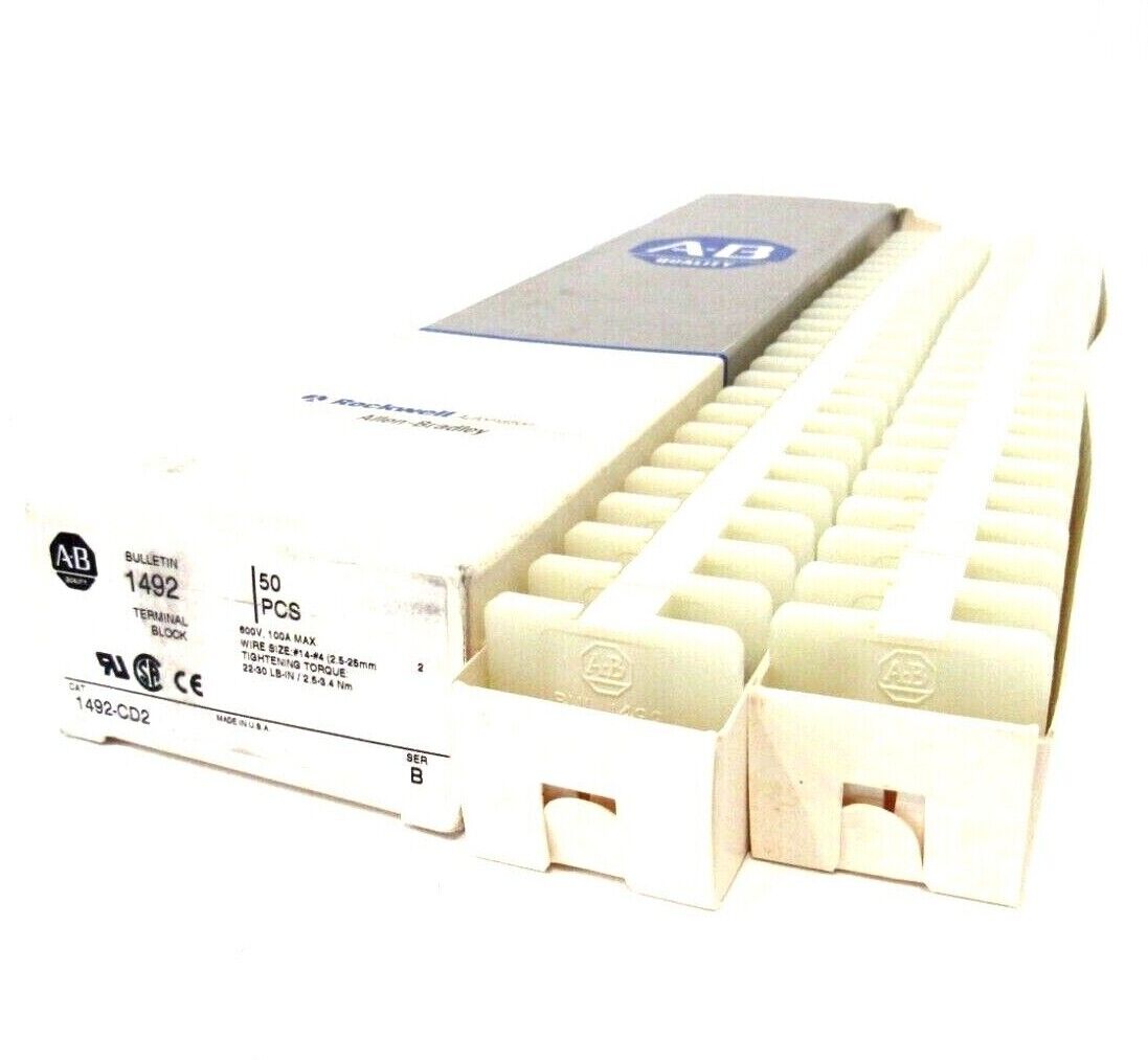 LOT OF 50 NEW ALLEN BRADLEY 1492-CD2 TERMINAL BLOCKS SER.B 1492CD2 - SB ...