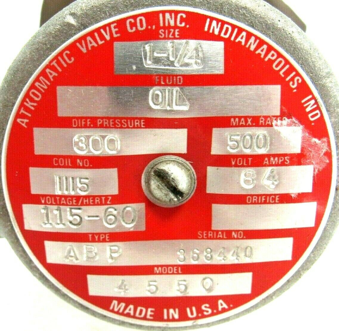 NEW ATKOMATIC VALVE 4550 SOLENOID VALVE 1-1/4" TYPE ABP - SB Industrial ...