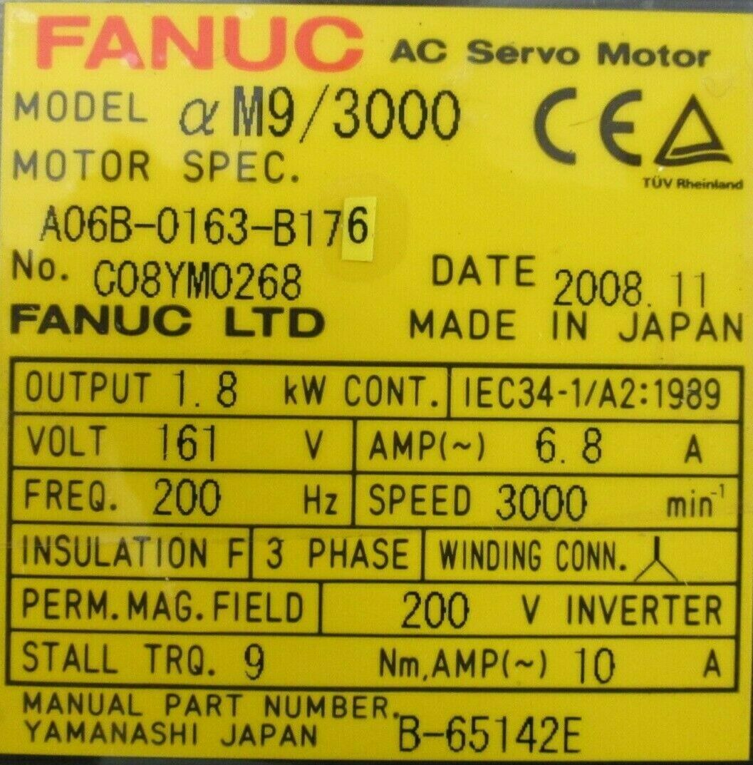 NEW FANUC A06B-0163-B176 SERVO MOTOR M9/3000 A06B0163B176 - SB ...