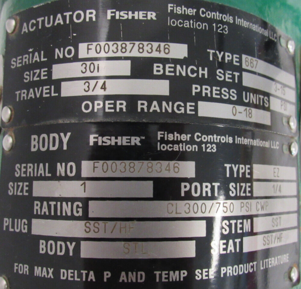 NEW FISHER 667 EZ CONTROL VALVE DVC6200 SIZE 1 BODY 667EZ - SB ...