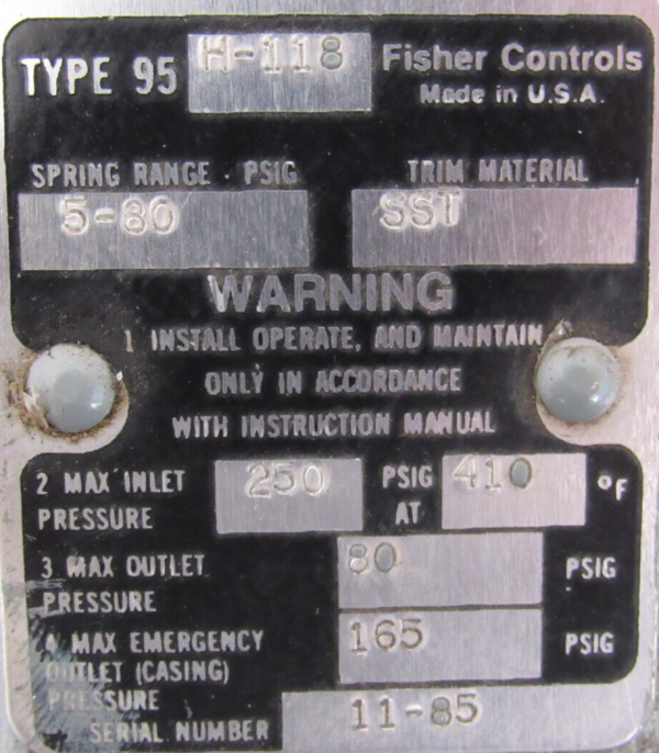 NEW FISHER 95H-118 PRESSURE REGULATOR 1-3/4" 95H118 - SB Industrial ...