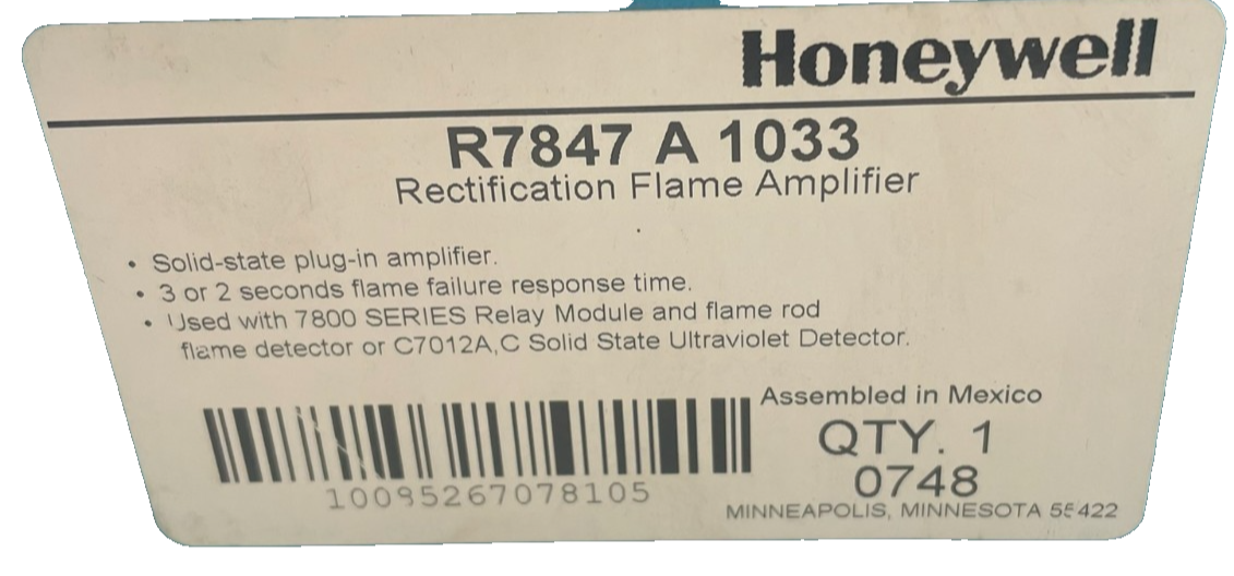 NEW HONEYWELL R7847 A 1033 RECTIFICATION FLAME AMPLFIER R7847A1033 - SB ...