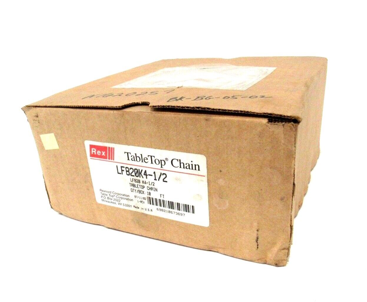 NEW REXNORD LF820K4-1/2 TABLE TOP CHAIN 10' LF820K412 - SB Industrial ...