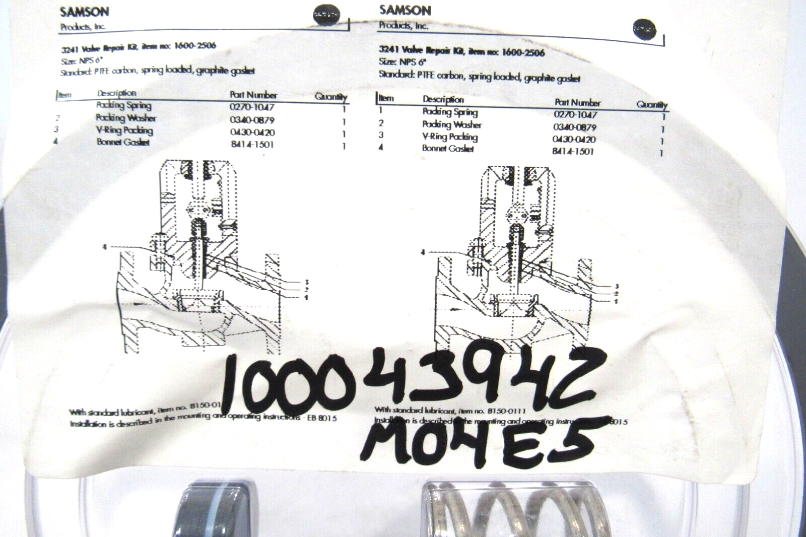 NEW SAMSON 1600-2506 3241 VALVE REPAIR KIT 16002506 - SB Industrial ...
