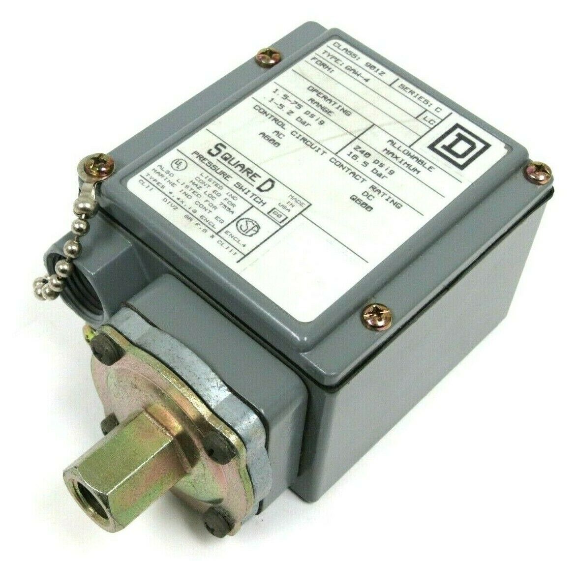 NEW SQUARE D 9012-GAW-4 PRESSURE SWITCH SER.C 9012GAW4 - SB Industrial ...