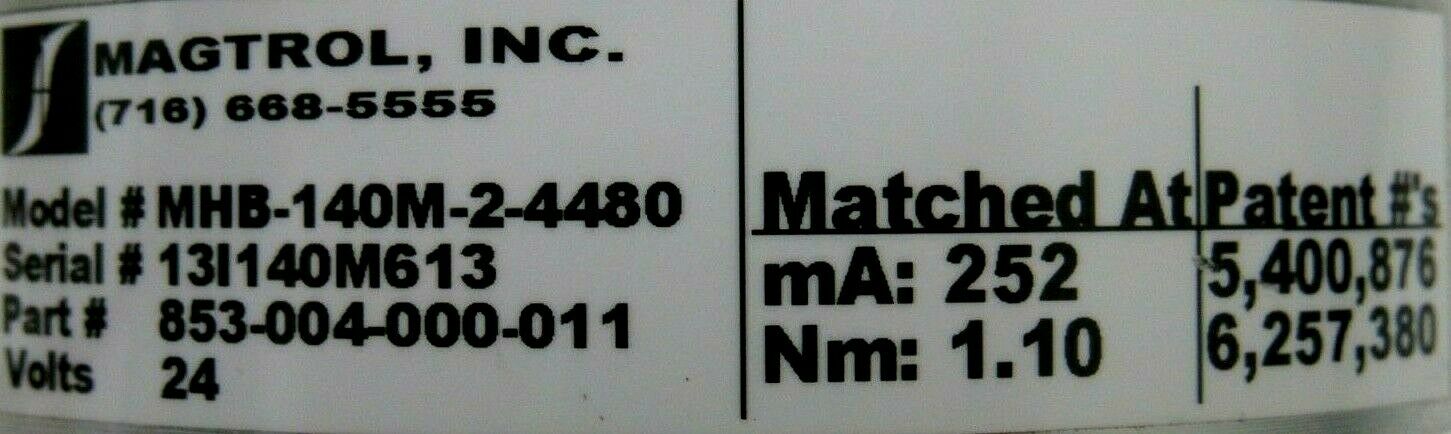 USED MAGTROL MHB-140M-2-4480 HYSTERESIS BRAKE MHB140M24480 853-004-000 ...