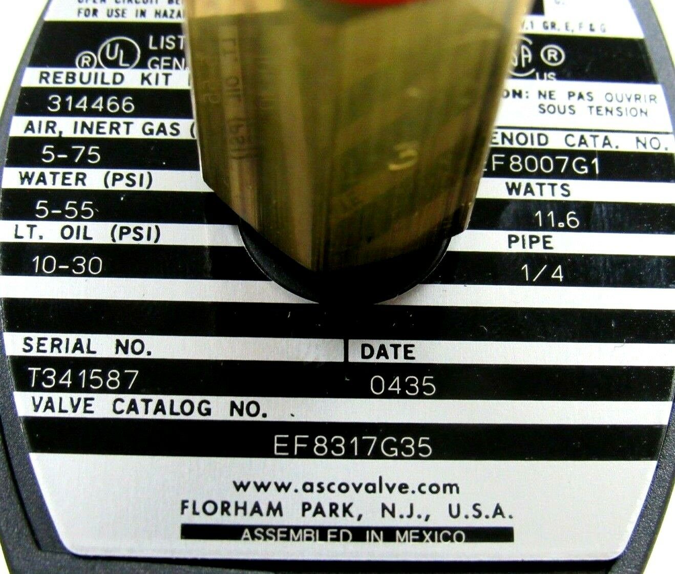 NEW ASCO EF8317G35 SOLENOID VALVE 24VDC 1/4" - SB Industrial Supply, Inc.