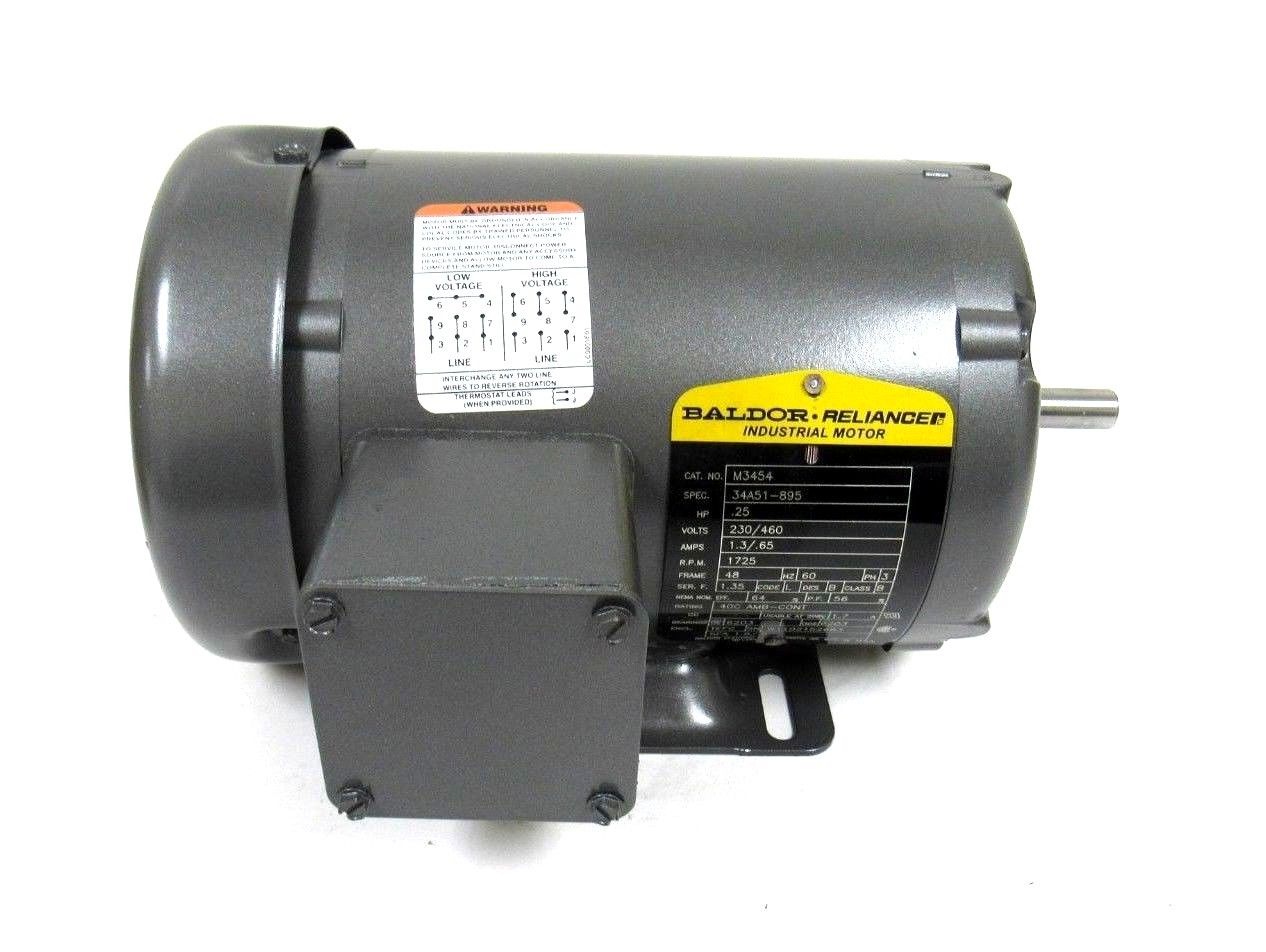 NEW BALDOR M3454 ELECTRIC MOTOR 34A51-895 3PH 1/4HP 230/460V 1725 RPM ...