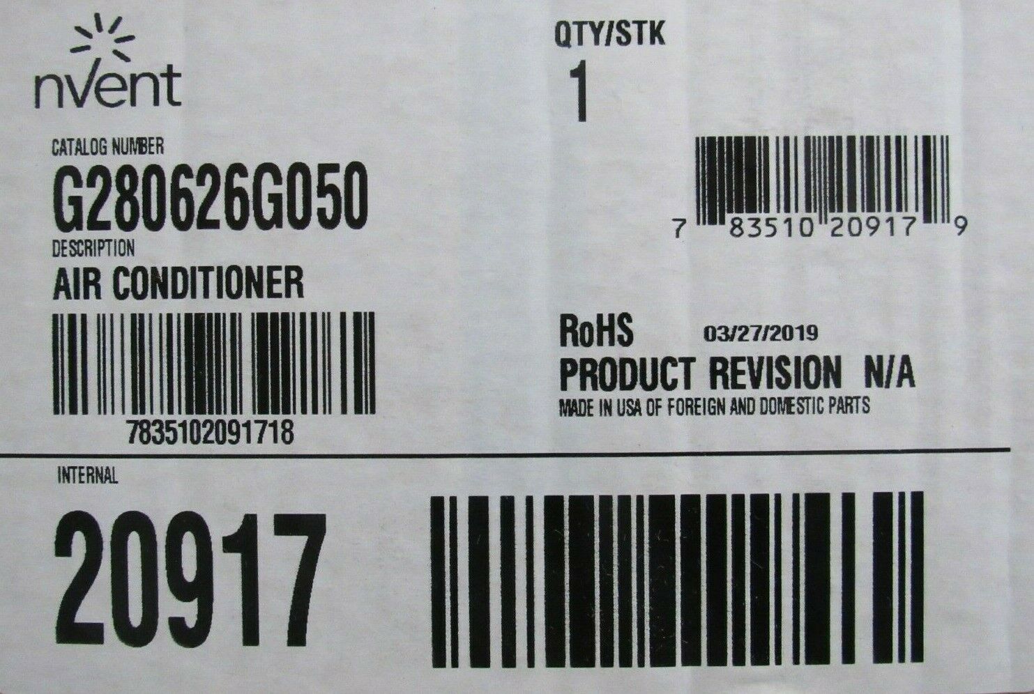 NEW HOFFMAN NVENT G280626G050 COOLING UNIT 6000 BTU 230VOLT 50/60 HZ ...