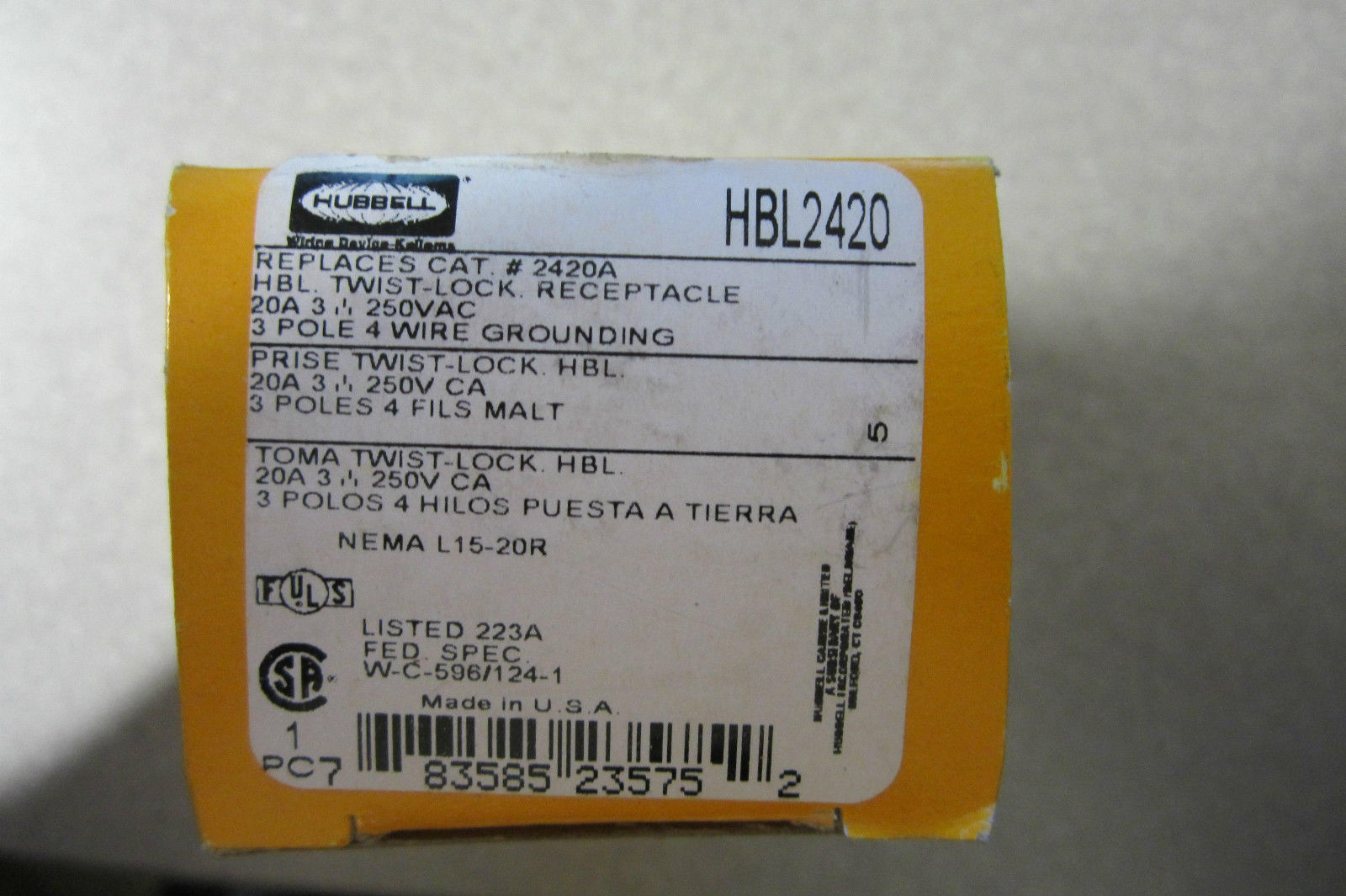 NEW HUBBELL HBL2420 CONNECTOR - SB Industrial Supply, Inc.