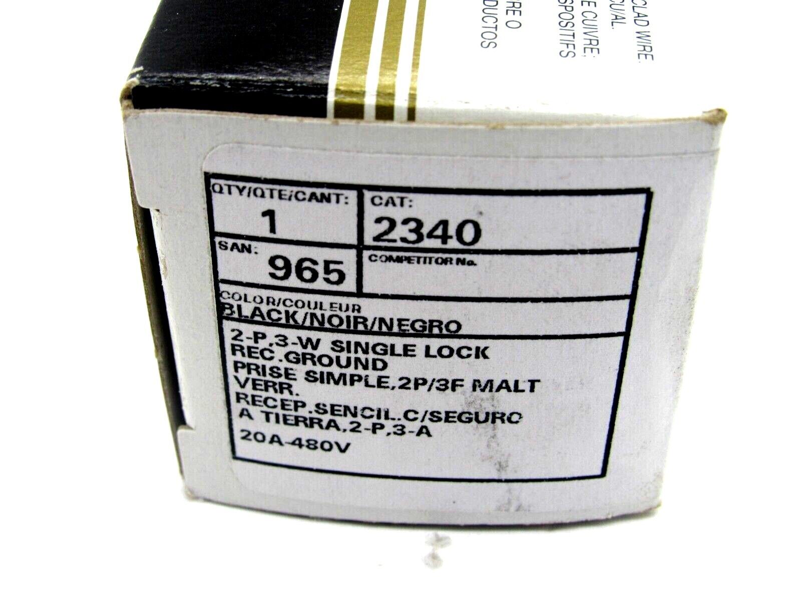 NEW LEVITON 2340 RECEPTACLE 20AMP 480V - SB Industrial Supply, Inc.