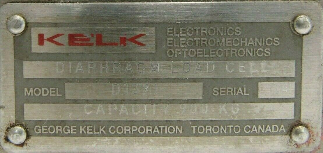 REFURBISHED GEORGE KELK D1391 LOAD CELL 900KG - SB Industrial Supply, Inc.