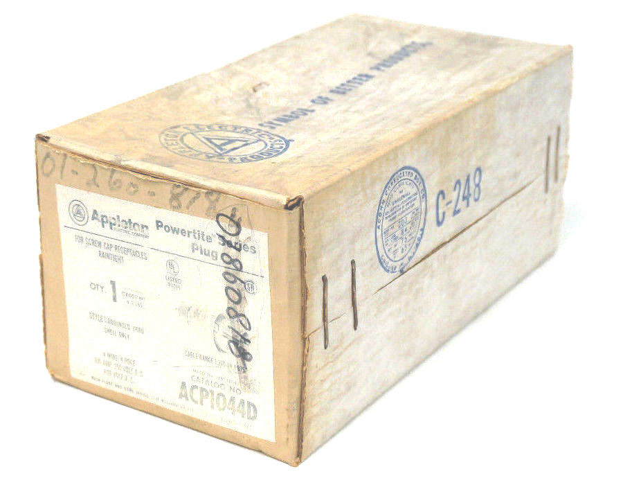 NEW APPLETON ACP1044D POWERLITE SERIES PLUG 4 POLE, 100A, 250VDC ...
