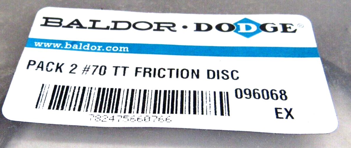 NEW BALDOR DODGE 096068 #70 TT FRICTION DISC 2PACK - SB Industrial ...