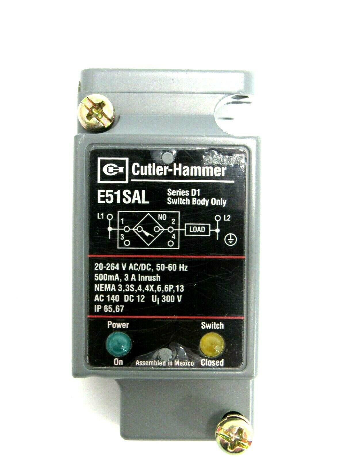 NEW CUTLER HAMMER E51SAL INDUCTIVE PROXIMITY SWITCH BODY SER D1 - SB ...