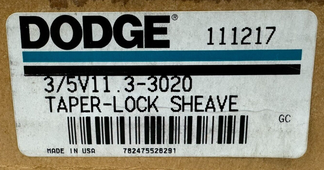 NEW DODGE 111217 TAPER-LOCK SHEAVE 3/5V11.3-3020 - SB Industrial Supply ...