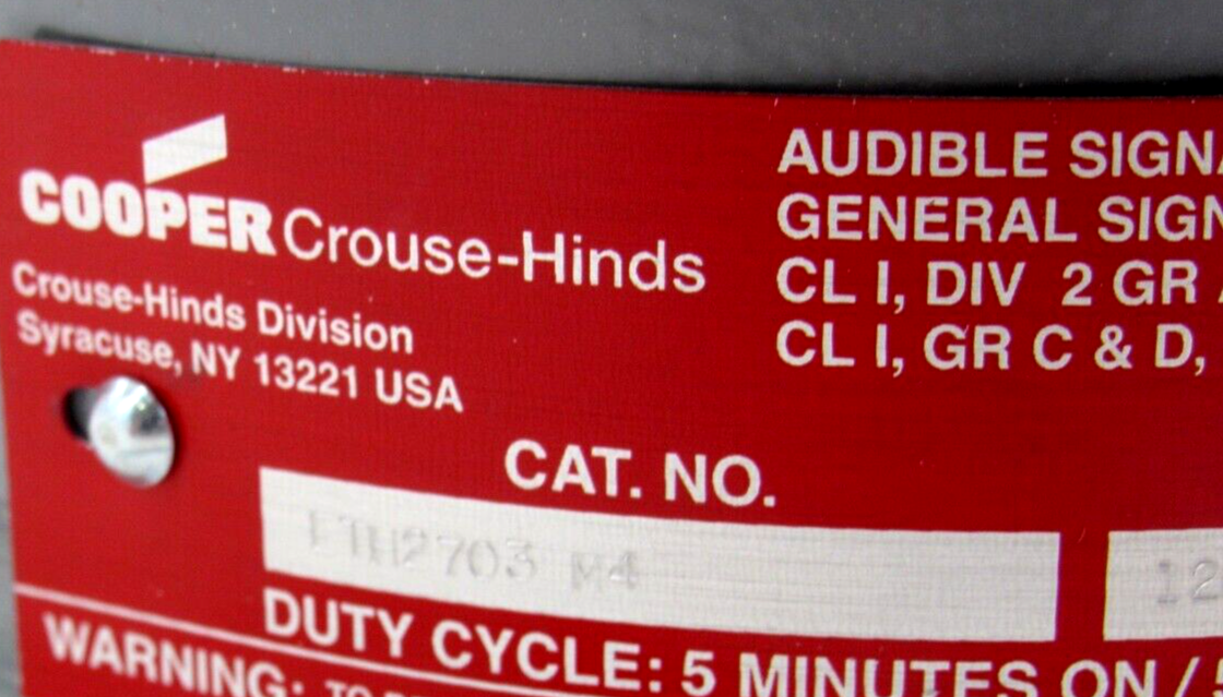 NEW COOPER CROUSE HINDS ETH2703 SINGLE PROJECTOR HORN SIGNAL - SB ...