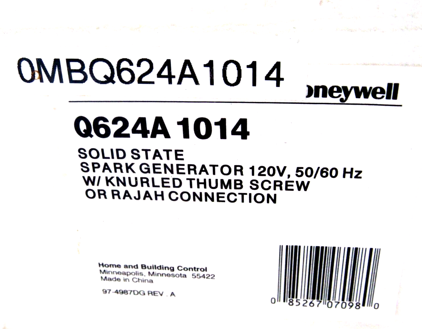 NEW HONEYWELL Q624A-1014 SPARK GENERATOR 120V 50/60HZ Q624A1014 - SB ...