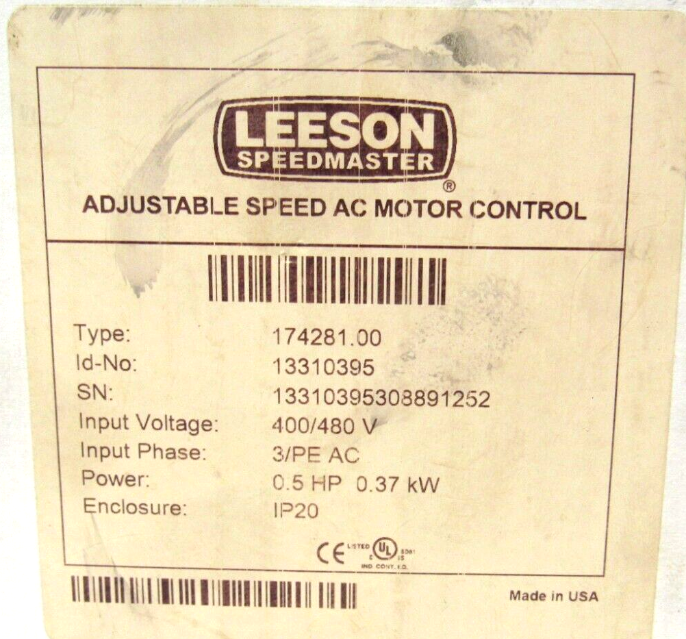 NEW LEESON 174281.00 AC MOTOR CONTROL ID-13310395 17428100 - SB ...
