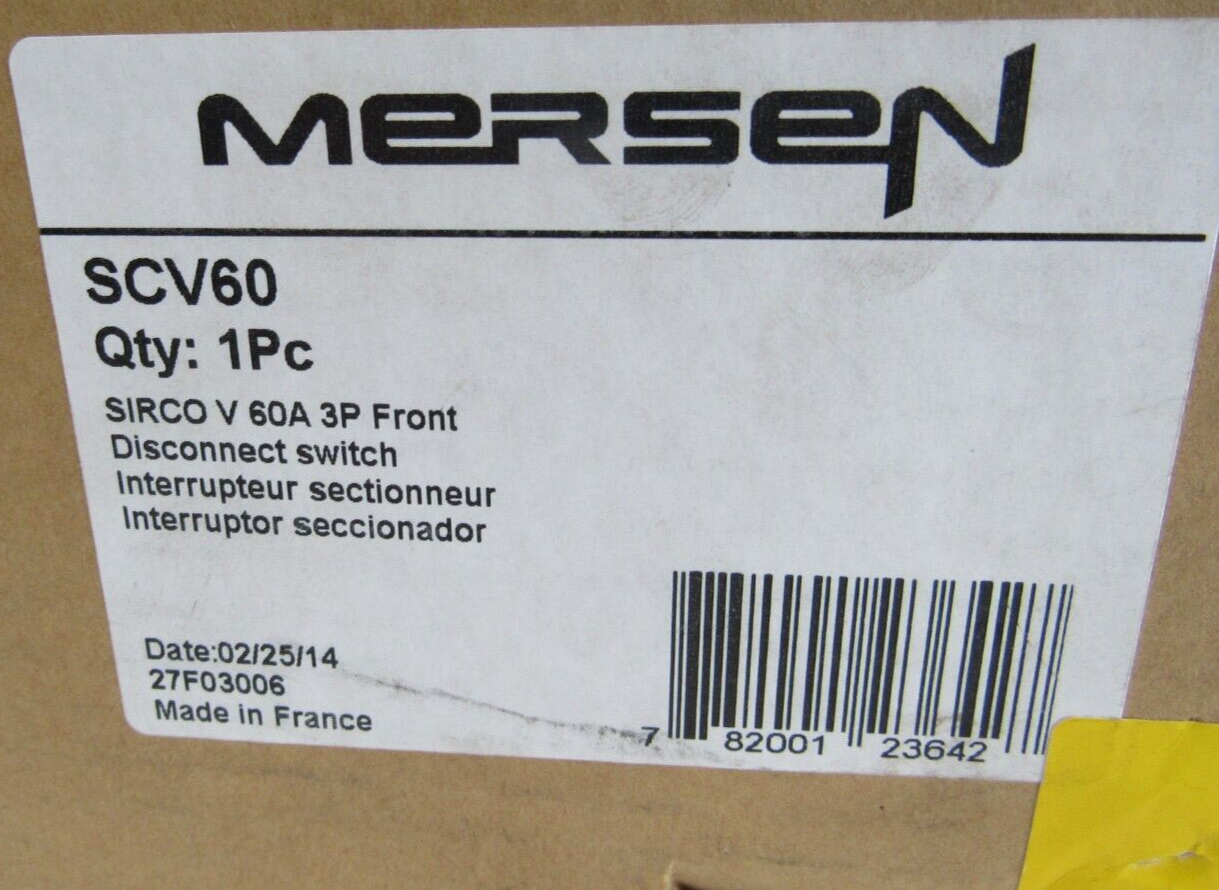 NEW MERSEN SCV60 DISCONNECT SWITCH 60A 3P - SB Industrial Supply, Inc.