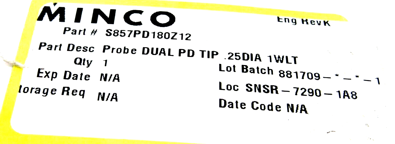 NEW MINCO S857PD180Z12 PROBE DUAL PD TIP .25DIA - SB Industrial Supply ...