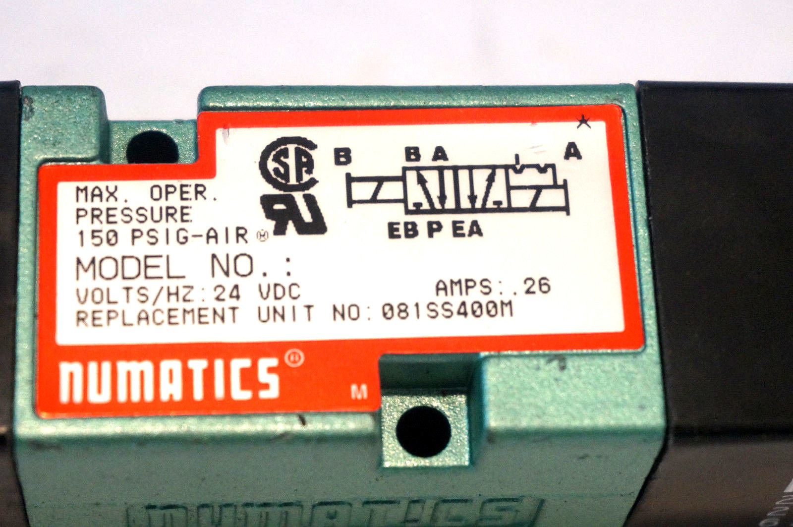 NEW NUMATICS 081SS400M SOLENOID VALVE - SB Industrial Supply, Inc.