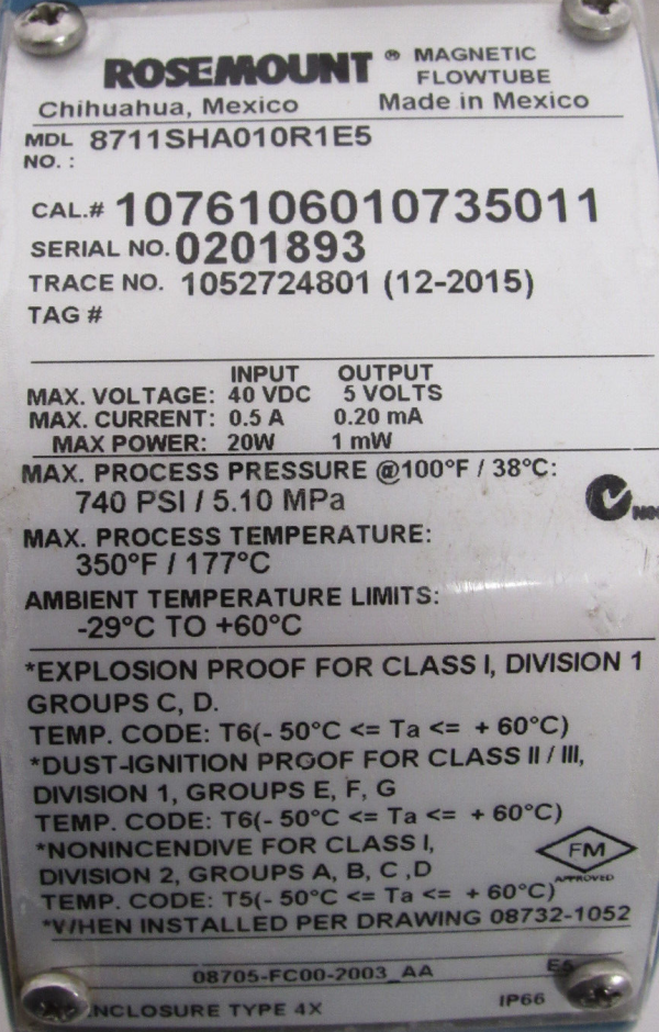 NEW ROSEMOUNT 8711SHA010R1E5 MAGNETIC FLOW TUBE - SB Industrial Supply ...