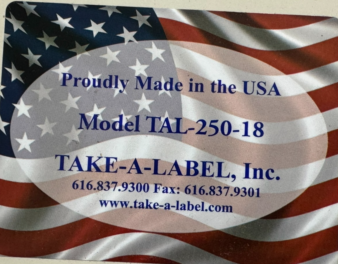 NEW TAKE-A-LABEL TAL-250-18 LABEL DISPENSER TAL-250 - SB Industrial ...