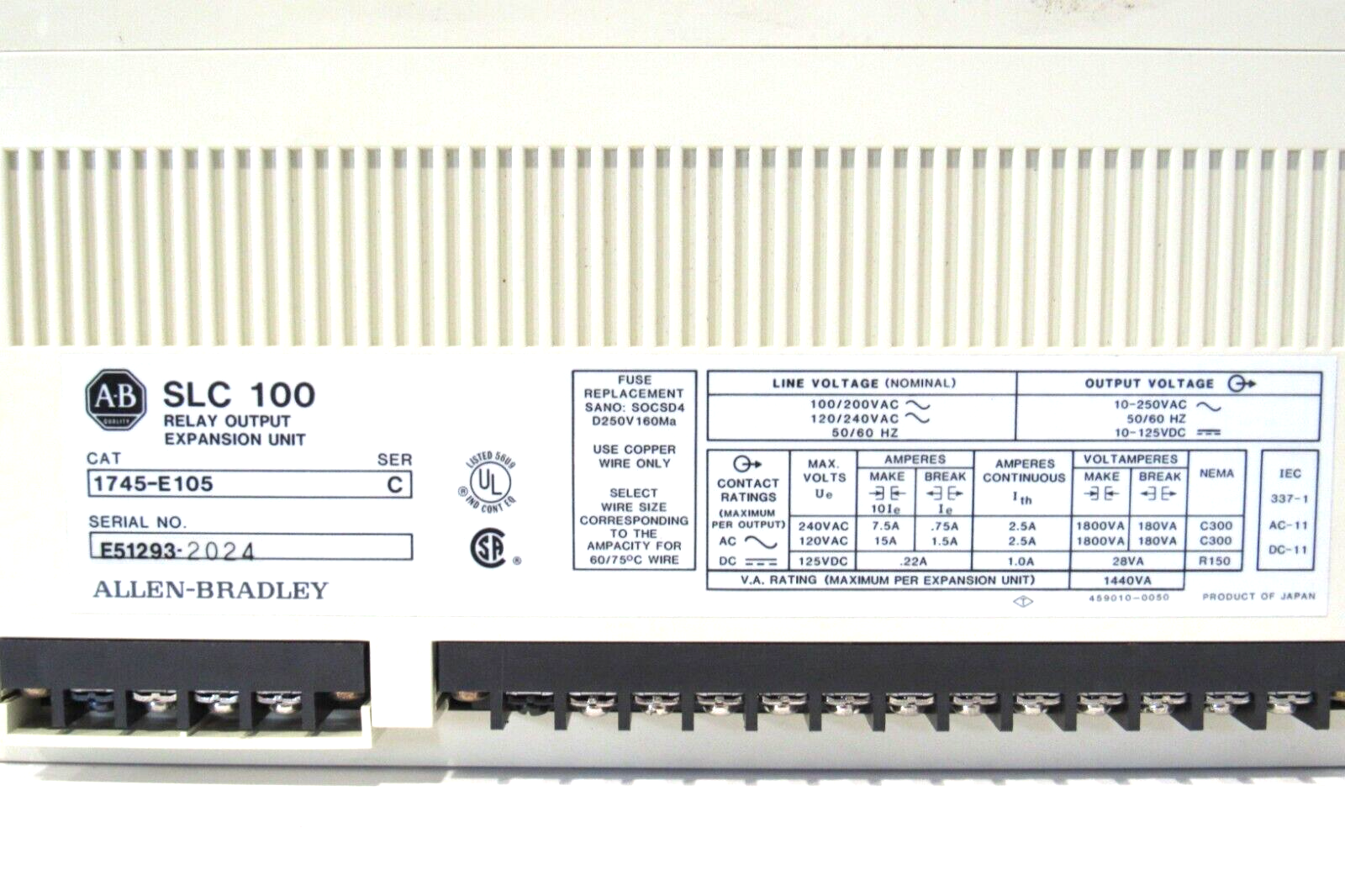 USED ALLEN BRADLEY 1745-E105 EXPANSION UNIT SER.C 1745E105 - SB ...