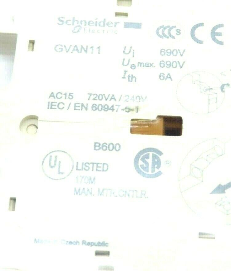 9 NEW SCHNEIDER ELECTRIC GVAN11 AUXILIARY CONTACT - SB Industrial ...
