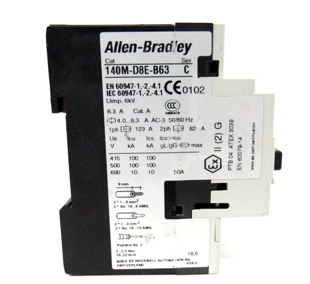 ALLEN BRADLEY 140M-D8E-B63 CIRCUIT BREAKER SER.C 140MD8EB63 NEW SURPLUS ...