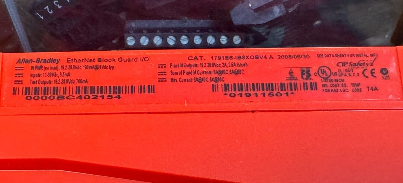 ALLEN BRADLEY 1791ES-IB8XOBV4 SAFETY I/O COMPACT BLOCK SER. A NEW ...