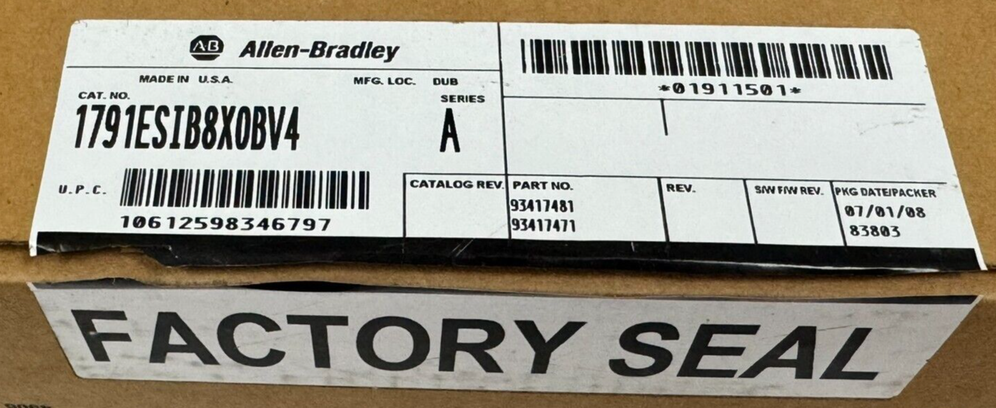 ALLEN BRADLEY 1791ES-IB8XOBV4 SAFETY I/O COMPACT BLOCK SER. A NEW ...