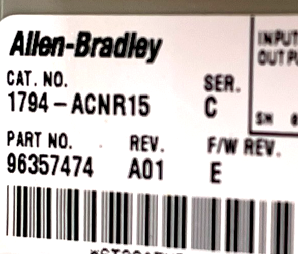 ALLEN BRADLEY 1794-ACNR15 NETWORK ADAPTER 1794ACNR15 SER. C NEW ...