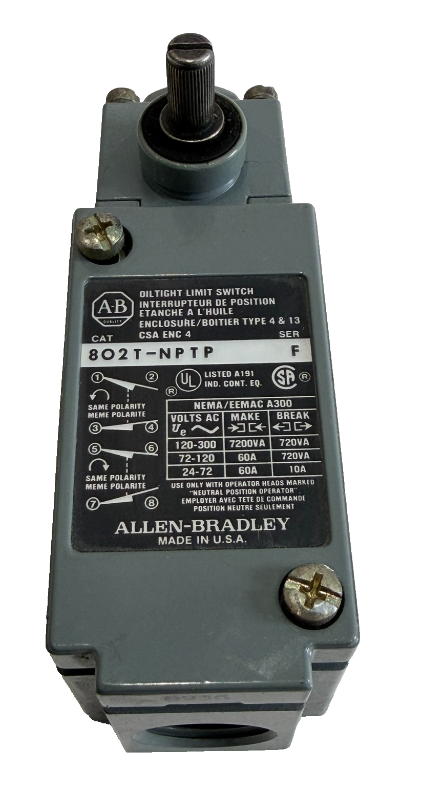 ALLEN BRADLEY 802T-NPTP LIMIT SWITCH SER. F 802TNPTP NEW, SURPLUS - SB ...