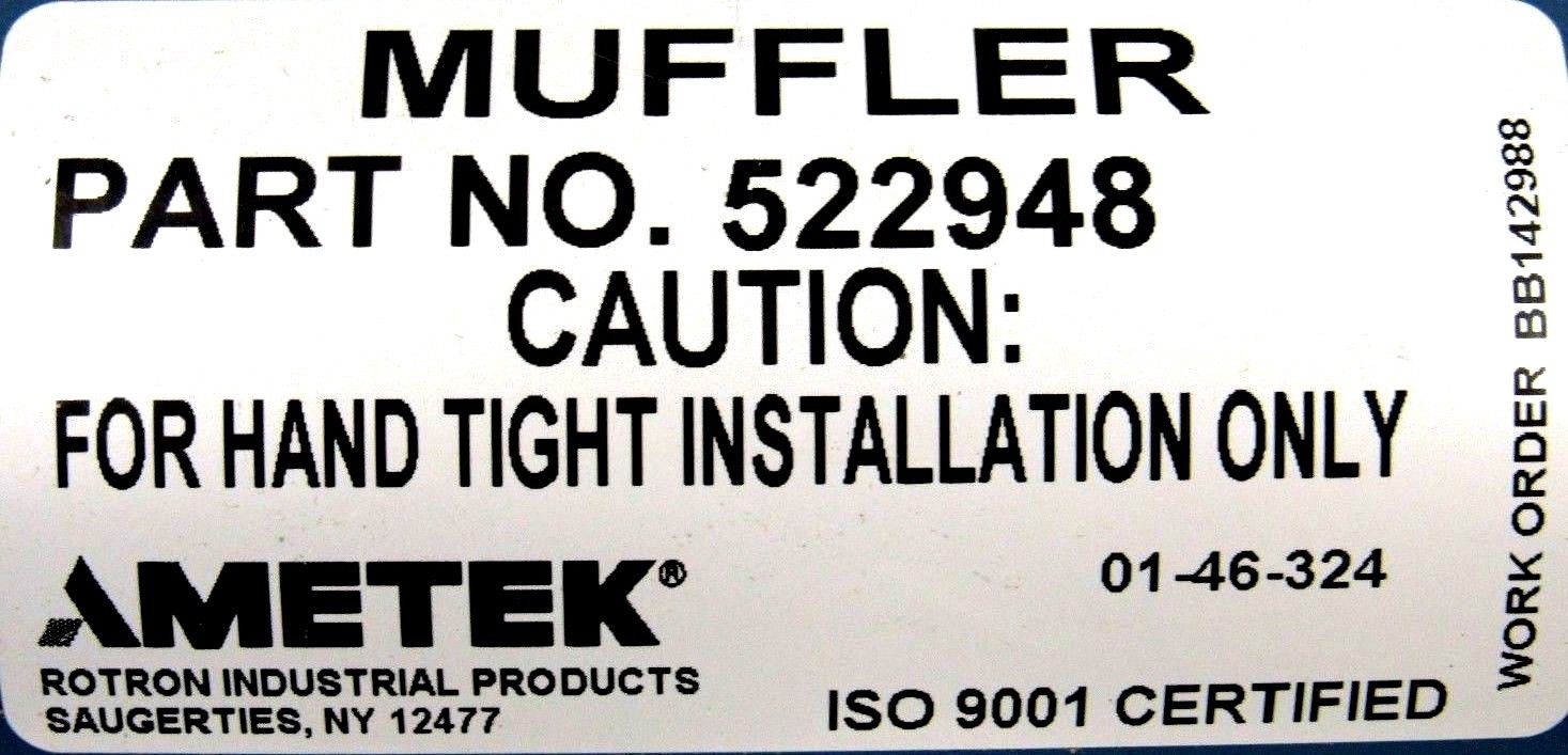 NEW AMETEK 522948 MUFFLER 18-1/2" OVERALL LENGTH - SB Industrial Supply ...