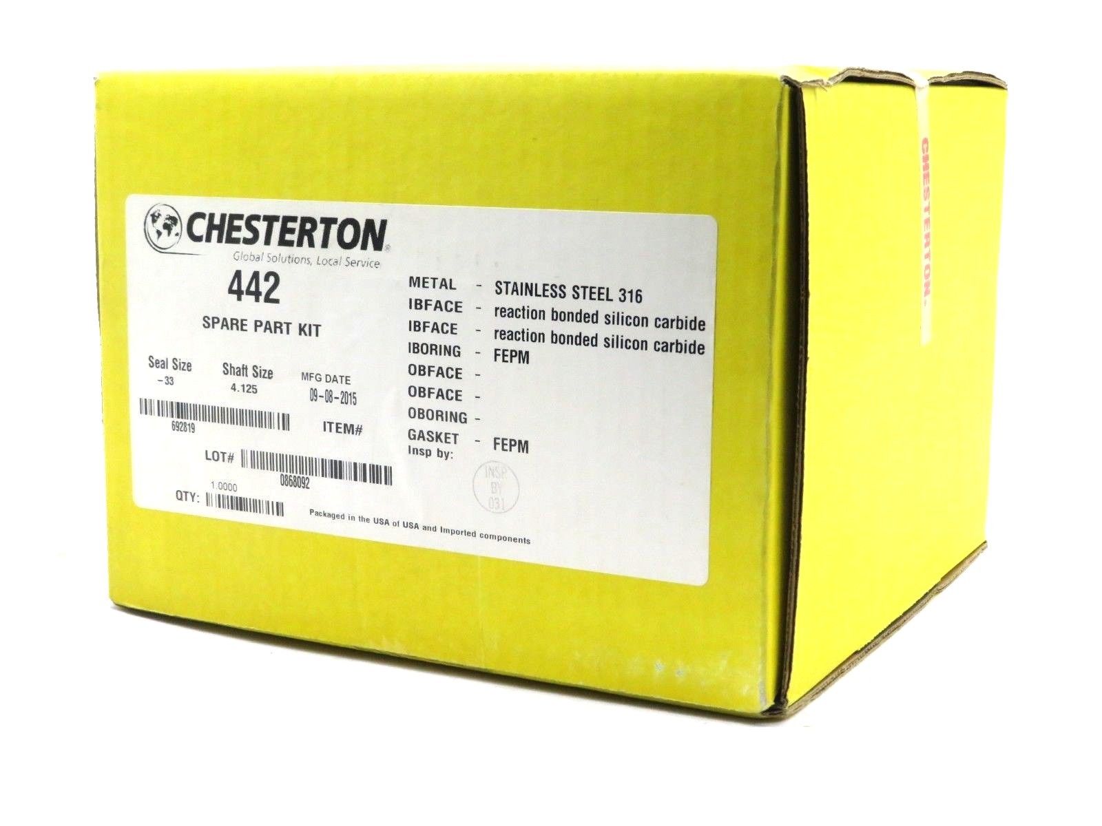 NEW CHESTERTON 442 SPARE PART KIT SEAL -33 SHAFT 4.125 - SB Industrial ...