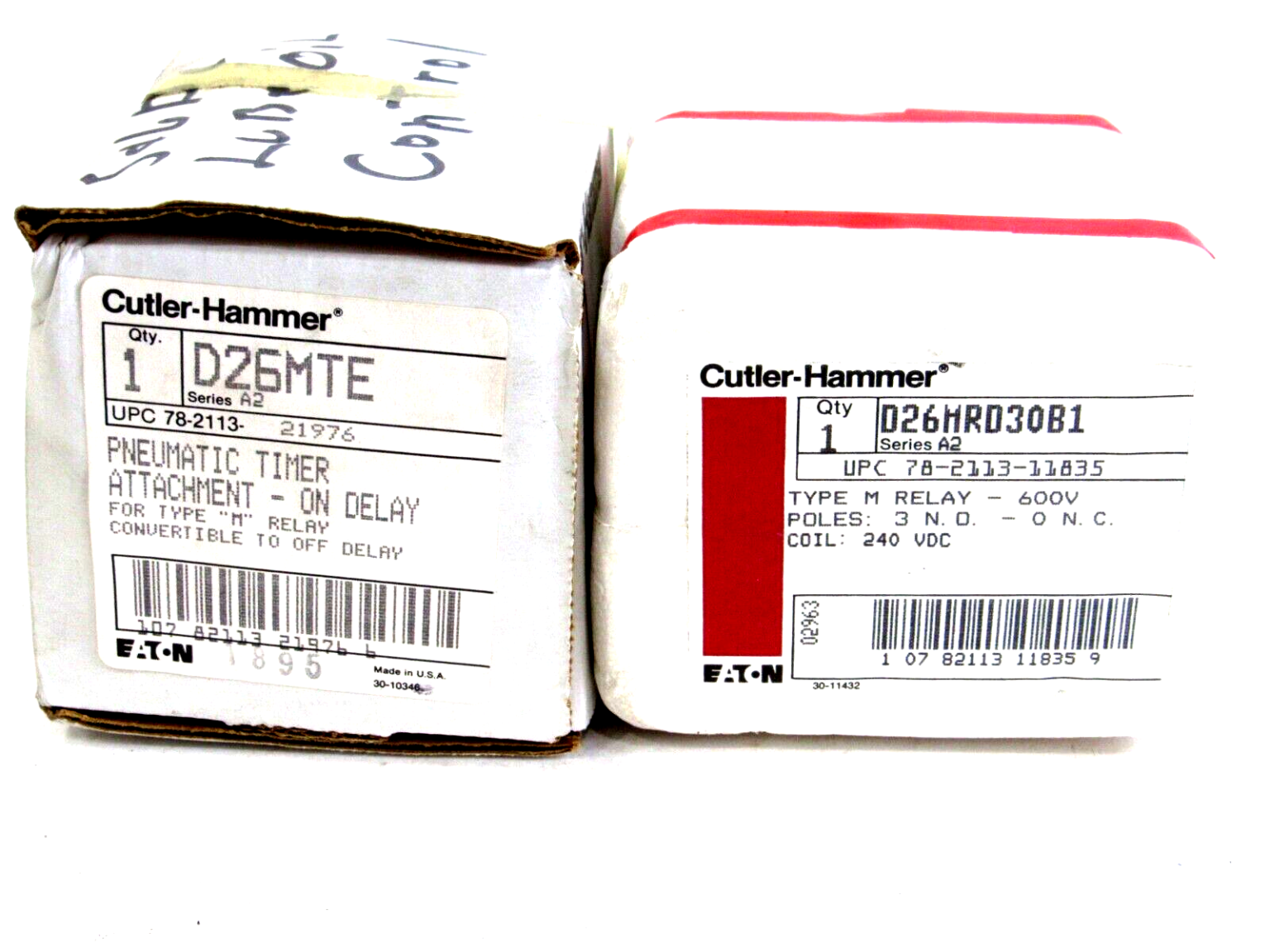 NEW CUTLER HAMMER D26MRD30B1 RELAY D26MTE TIMER ATTACHMENT - SB ...