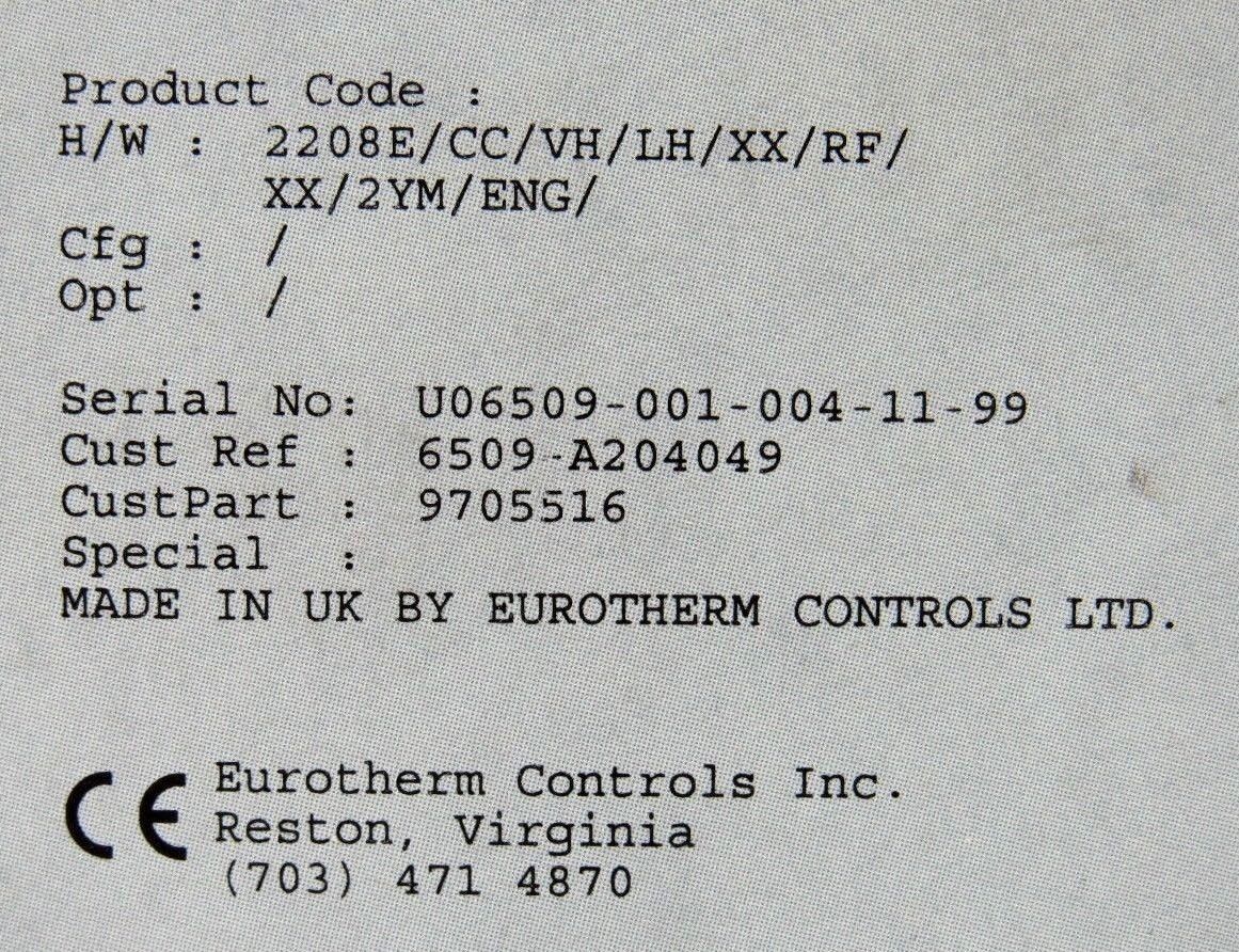 NEW EUROTHERM 2208E-CC-VH-LH-XX-RF-XX-2YM-ENG TEMPERATURE CONTROLLER ...